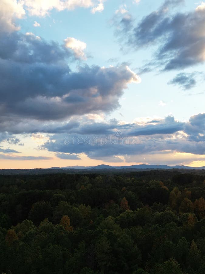 Blue Cloudy Sunset Sky Over the Forest, Vertical Stock Image - Image of ...