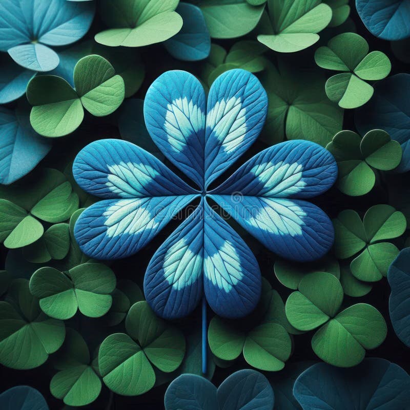 Blue Clover among Green Leaves. Stock Photo - Image of nature, fortune ...