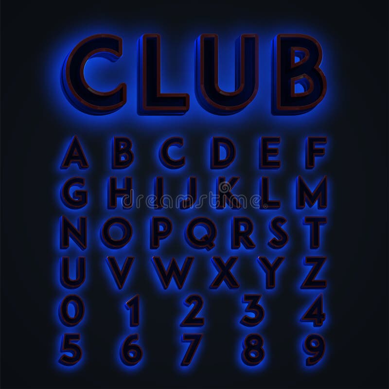 Blue `CLUB` Neon Lights Typeset, Vector Stock Vector - Illustration of ...
