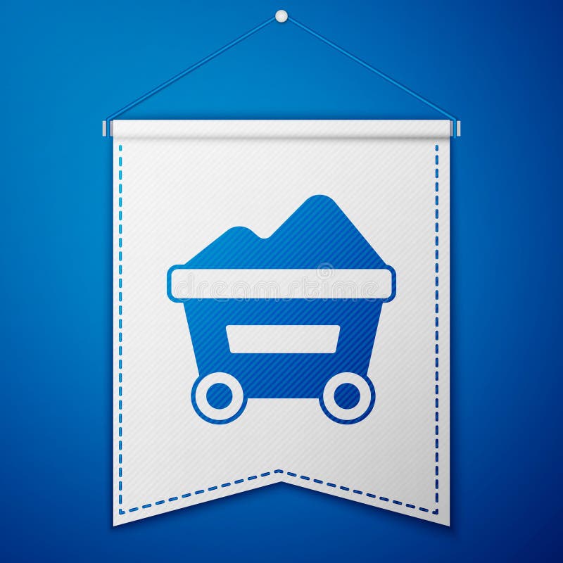 Blue Coal Mine Trolley Icon Isolated on Blue Background. Factory Coal ...