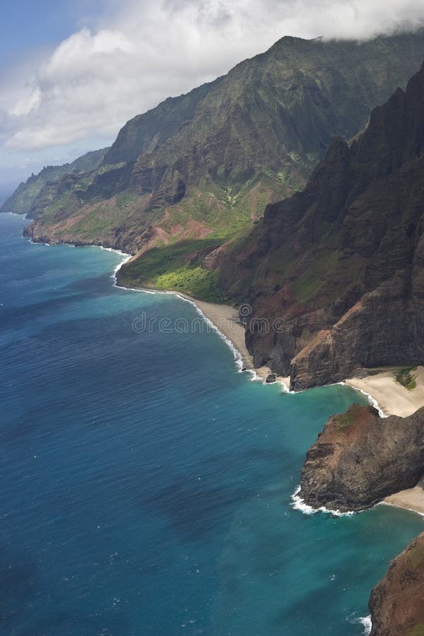 Blue Coastline stock image. Image of aerial, ocean, kauai - 7512321