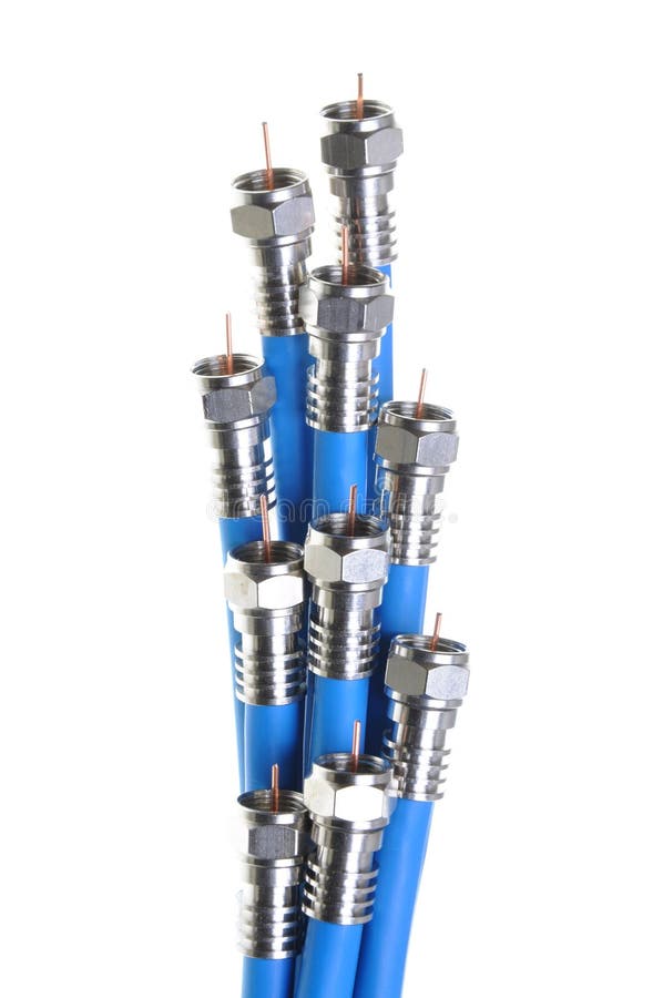 Blue Coaxial Cables with Tv Splitter Stock Image - Image of internet ...