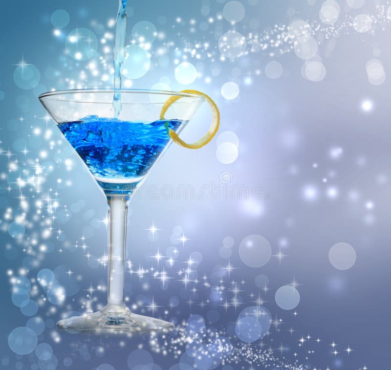 Blue cocktail stock photo. Image of celebrate, pour, lights - 27222000