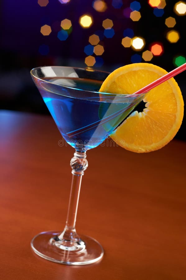 Blue cocktail on the bar stock photo. Image of club, illuminated - 45293790