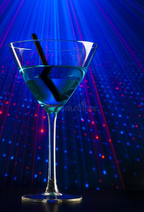 Blue Cocktail Drink in a Disco with Space for Text Stock Photo - Image ...