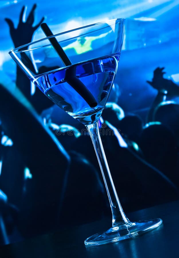 Blue Cocktail Drink on a Disco Table Stock Image - Image of glass, leaf ...