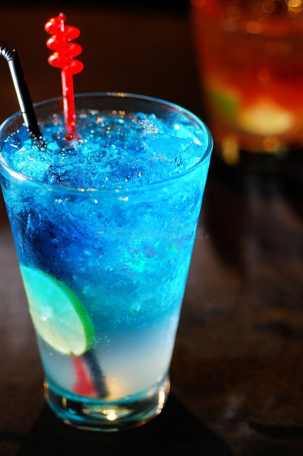 Blue Cocktail Drink with Lemon Slices Stock Photo - Image of juice ...