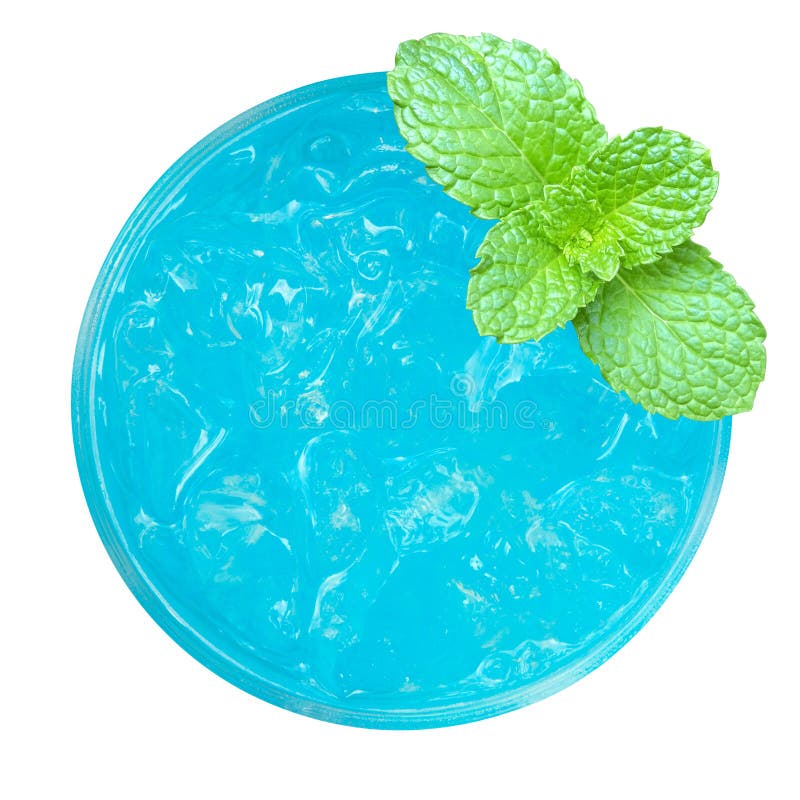 Blue Cocktail with Mint Top View Isolated on White Background, C Stock ...