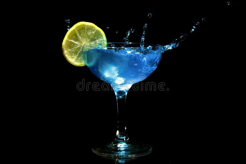 Blue Cocktail Splash in a Glass Stock Photo - Image of drop, drink ...