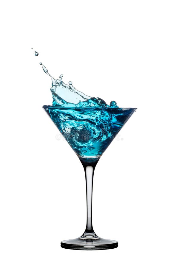 Blue Alcohol Cocktail Set with Splash on White Stock Photo - Image of ...