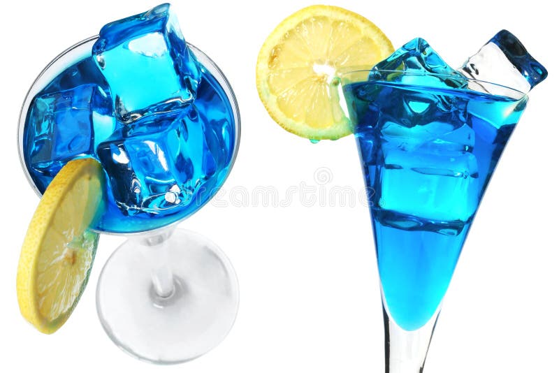 Blue Cocktails stock image. Image of citrus, tasty, alcohol - 1254651