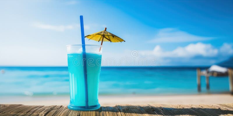 Blue Cocktails on the Beach Sea Background. Stock Illustration ...