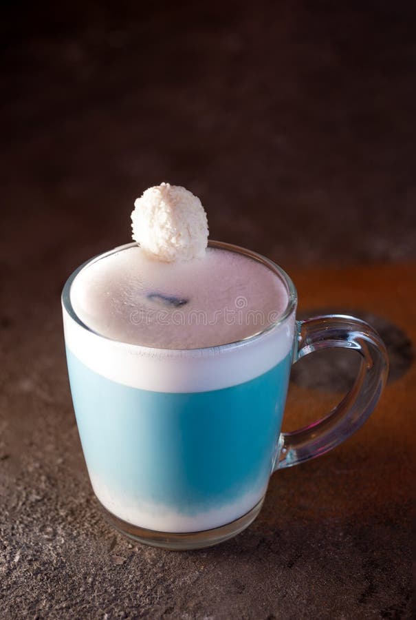 Blue Coconut Cocktail Close-up. Photo of the Drink Stock Image - Image ...