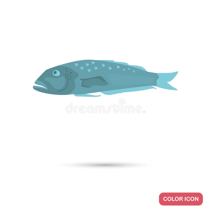 Blue Cod Fish Color Flat Icon for Web and Mobile Design Stock Vector ...