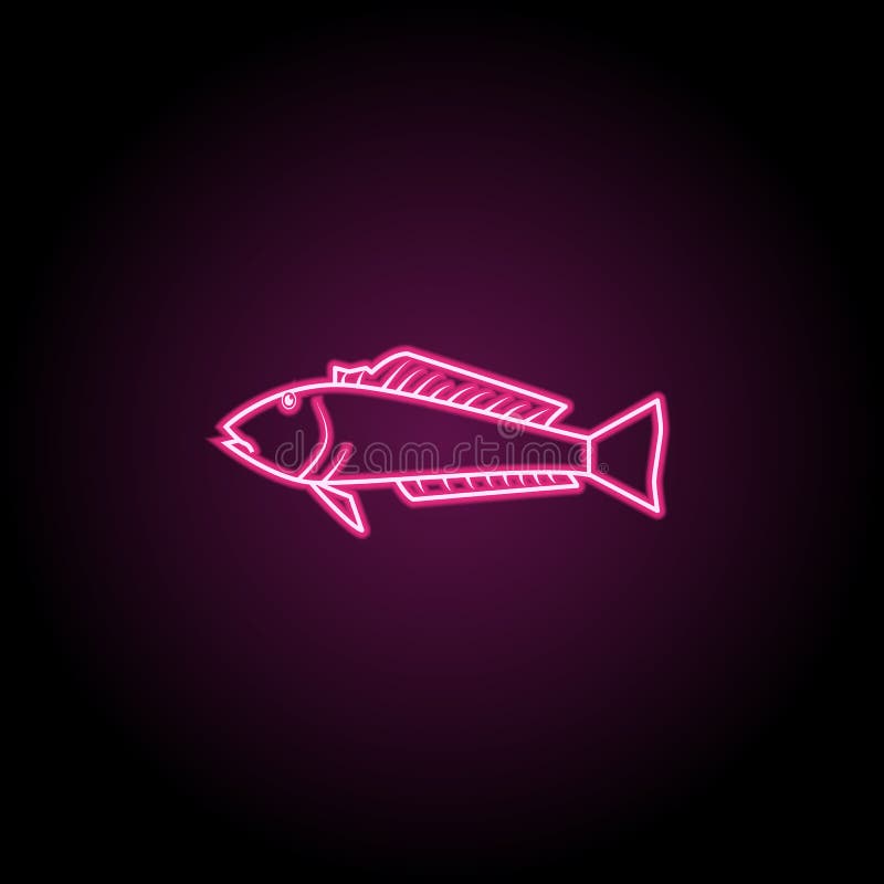 Blue Cod Raawaru Neon Icon. Simple Thin Line, Outline Vector of Fish ...