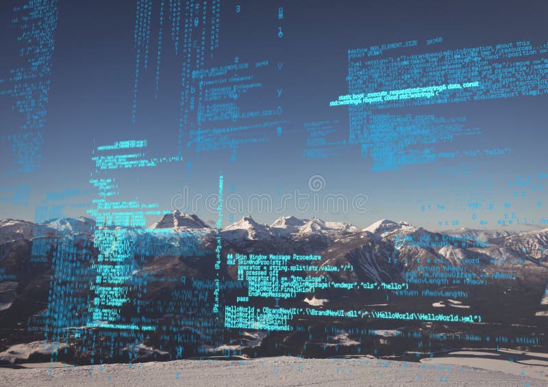 Blue Code Against Mountains Stock Photo - Image of resort, data: 93205818