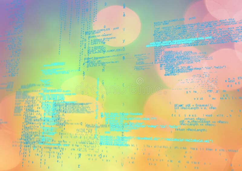 Blue Code Against Multi-coloured Bokeh Stock Illustration ...