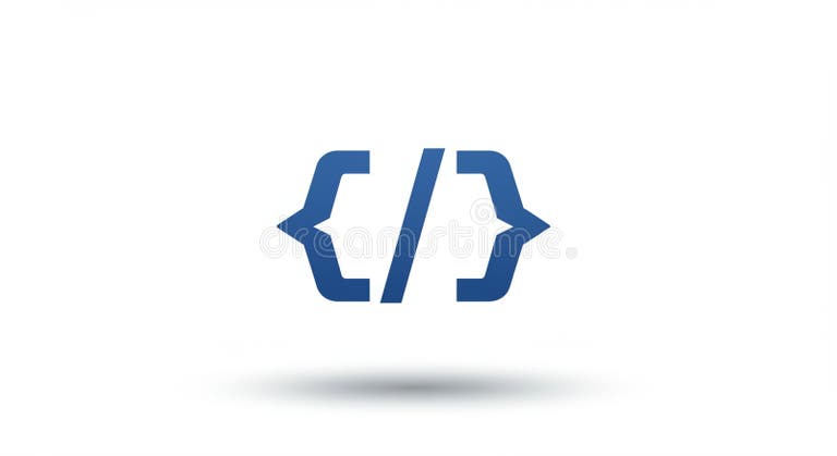 Blue Code Brackets with a Forward Slash Inside, Resembling HTML or Programming Stock ...