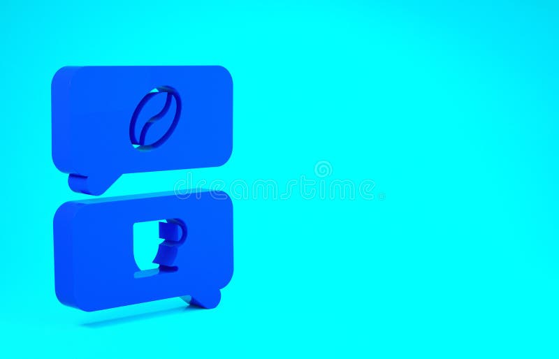 Blue Coffee and Conversation Icon Isolated on Blue Background. Coffee ...