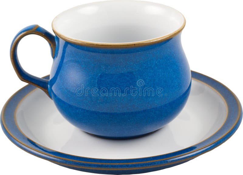 Watercolor Blue Porcelain Cup with Saucer of Hot Aromatic Coffee for ...