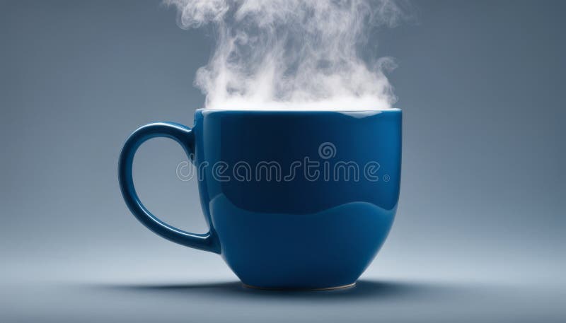 A Blue Coffee Mug with Steam Rising from it Stock Illustration ...