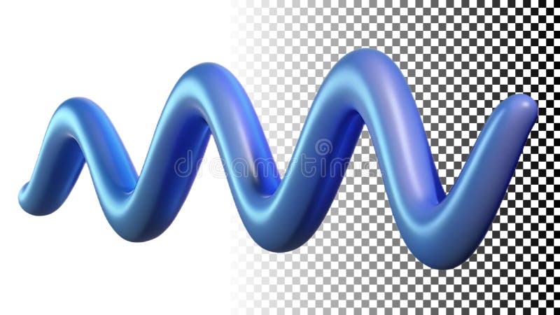 Blue Coiled Spring Graphic, Abstract Flexible Element, Energy Potential ...