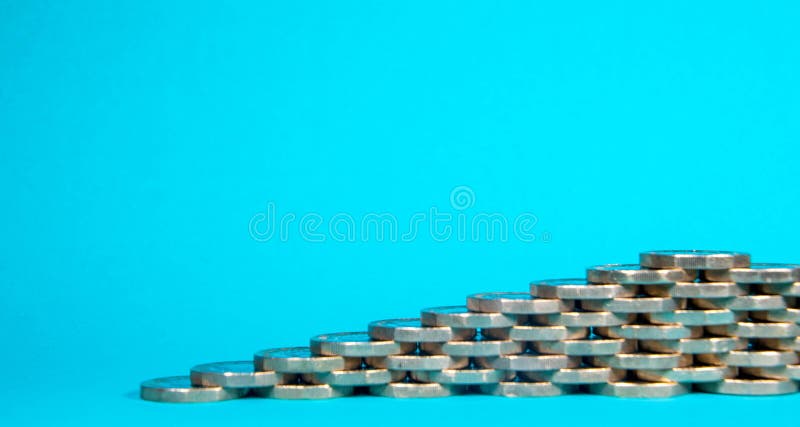 Blue Coin Stack stock image. Image of coin, grow, britain - 167204289