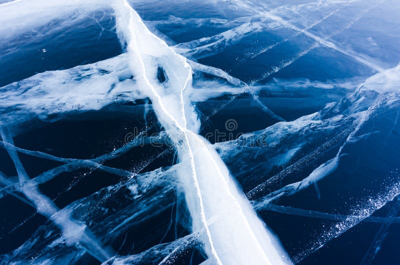 Blue and Cold Ice of Lake Baikal. Transparent Ice in the Sun Stock ...