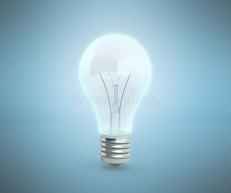 Blue Cold Lighting Bulb 3d Render on Blue Background Stock Illustration ...