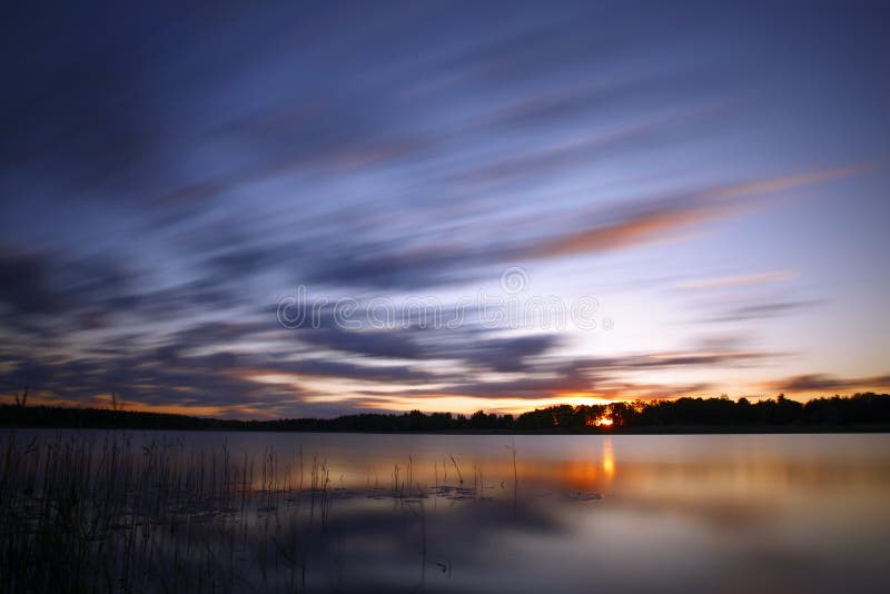 Blue Cold Sunrise Over Lake Stock Photo - Image of calmness, lake: 14806460