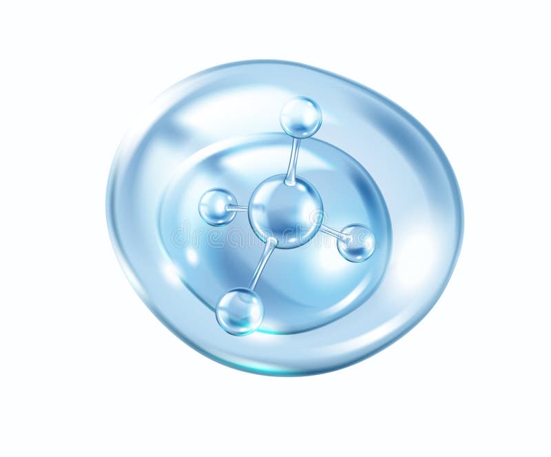 Blue Collagen Molecule Floating in Aqua Bubbles Illustration Stock ...