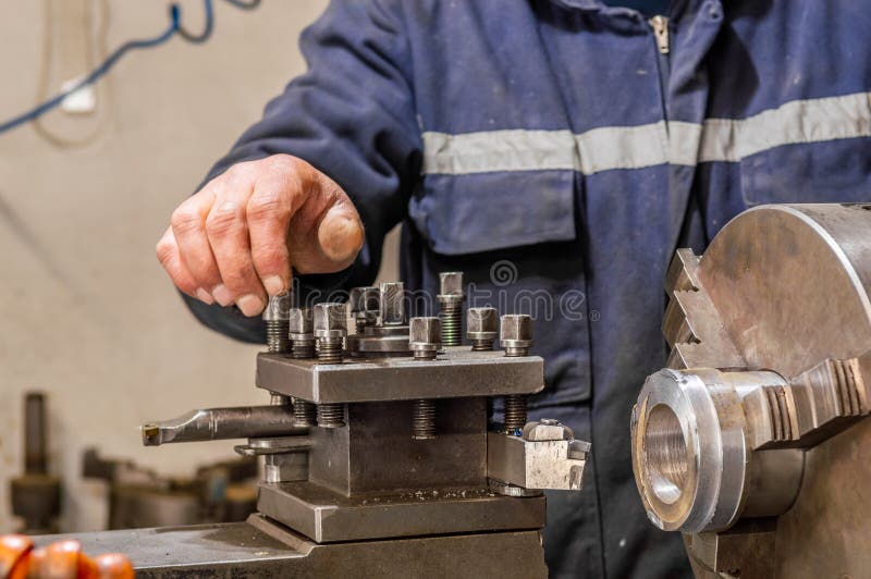 Heavy Industrial Worker Operator Working with Lathe Machine Stock Image ... Heavy Industrial Worker Operator Working with Lathe Machine Stock Image ...