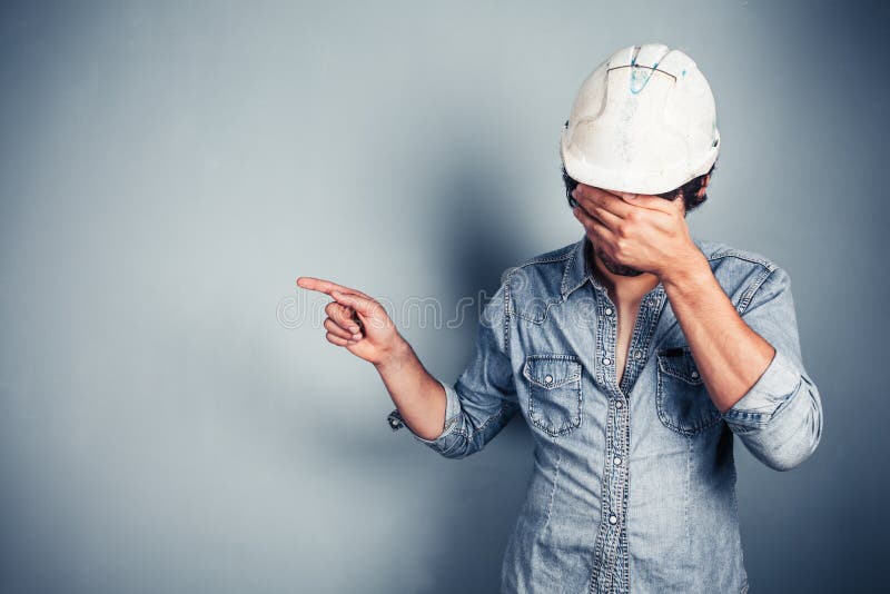 Blue Collar Worker Pointing Stock Image - Image of collar, industry ...