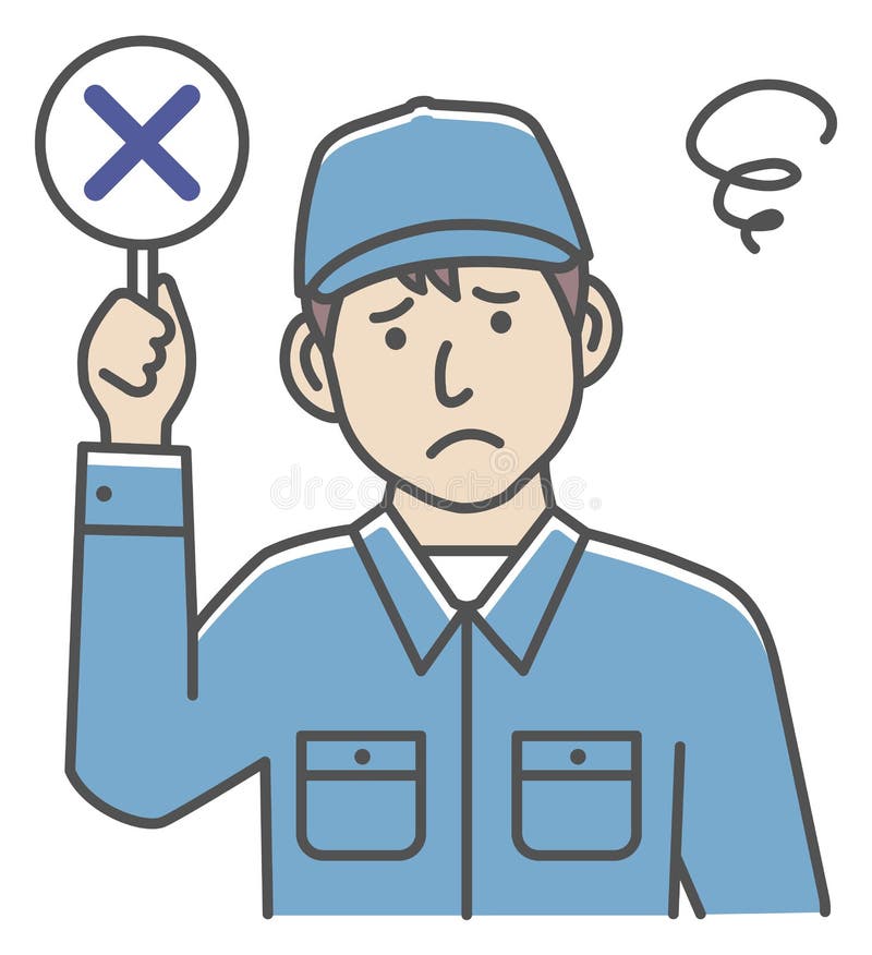 Blue Collar Worker Showing Placard Vector Illustration Stock Vector ...