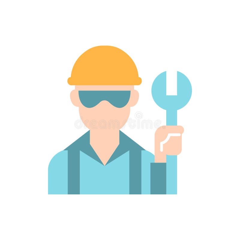 Blue Collar Worker Chalk White Icon on Black Background Stock Vector ...