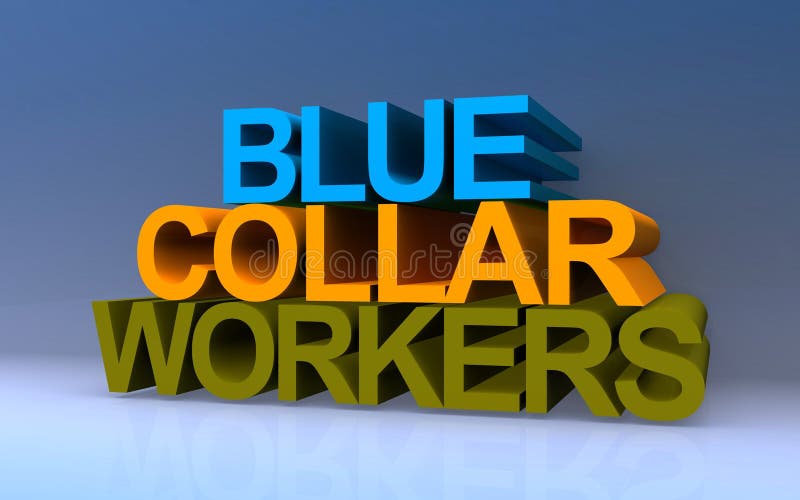 Blue Collar Workers on Blue Stock Illustration - Illustration of ...