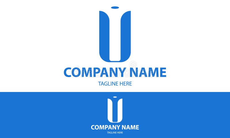 Blue Color Abstract Bottle Initial Letter U Design Stock Vector ...