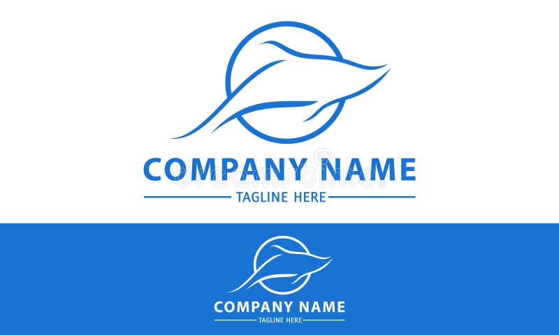 Blue Color Abstract Line Art Fish Circle Logo Design Stock Vector ...