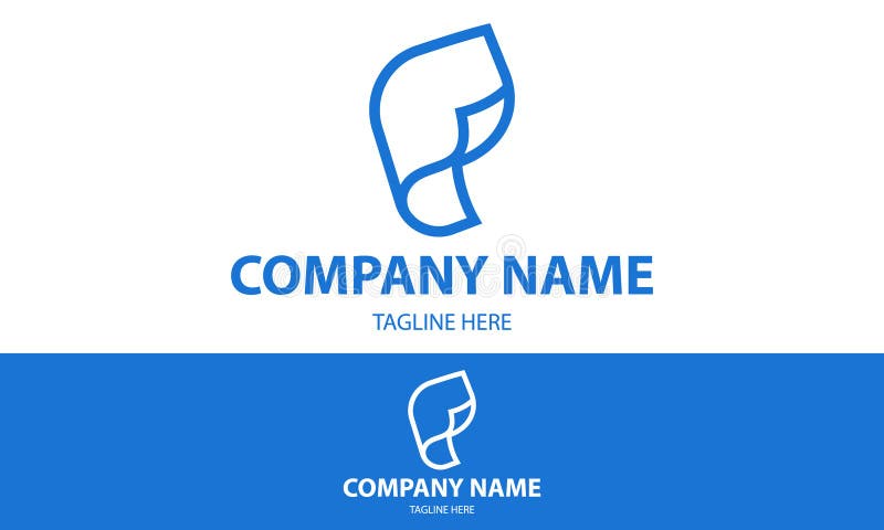 Blue Color Abstract Line Art Paper Fold Logo Design Stock Vector ...
