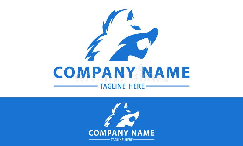 Blue Color Abstract Wolf Face Logo Design Stock Vector - Illustration ...