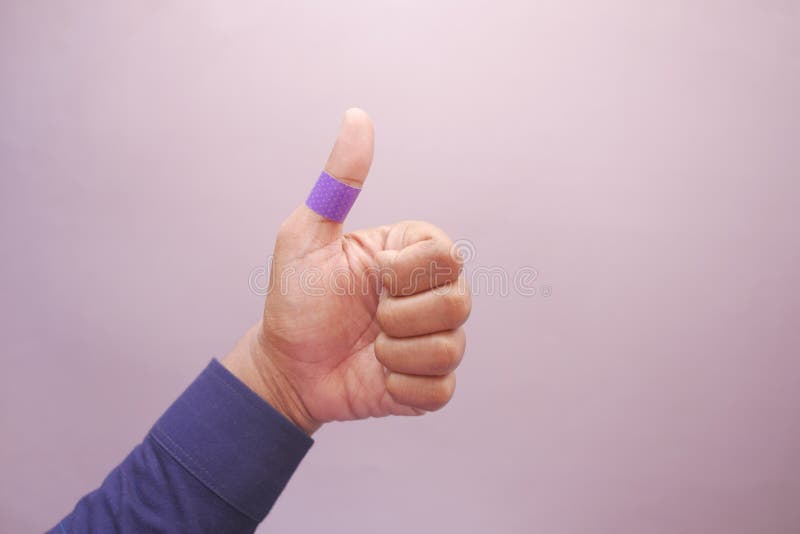 Blue Color Adhesive Bandage on Hand Stock Photo - Image of hygiene ...
