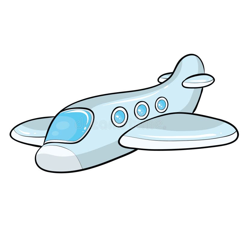 Blue Color Airplane, Cartoon Illustration, Isolated Object on White ...