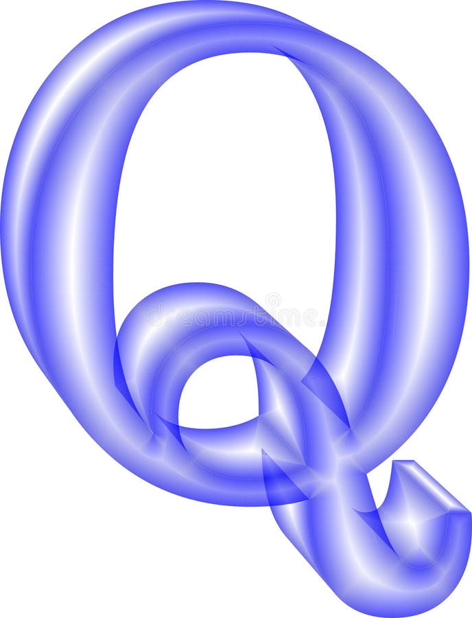 Blue Color Alphabet Q with 3d Effect Isolated on White Surface ...