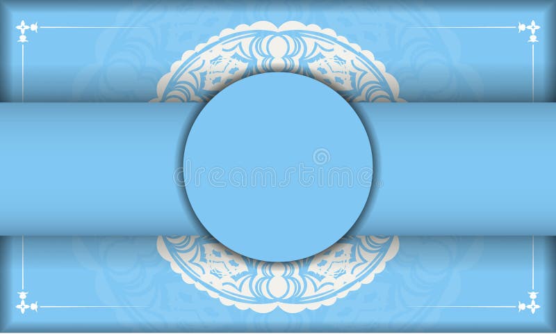 Blue Color Banner with Vintage White Pattern for Logo Design Stock ...