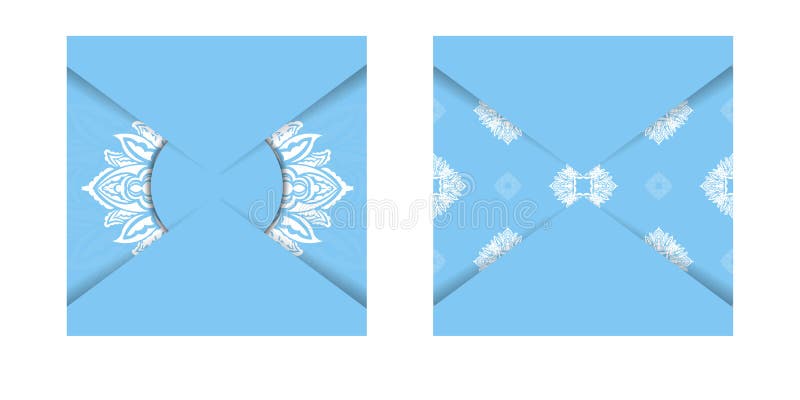 Blue Color Brochure Template with Abstract White Ornament for Your ...