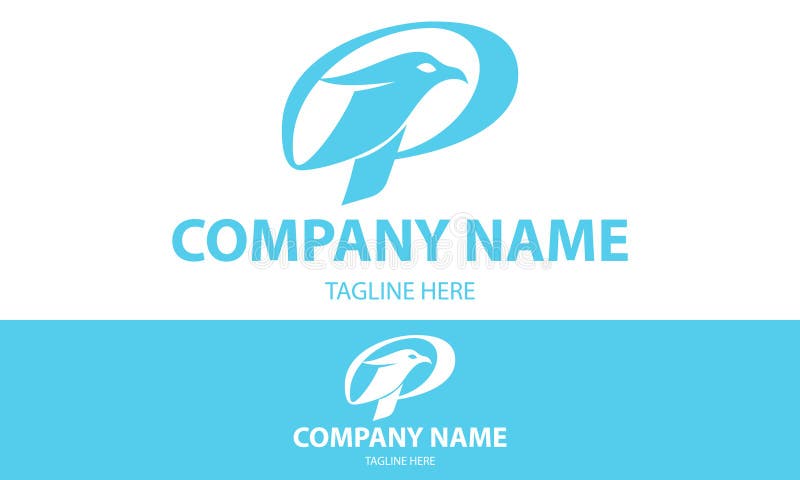 Blue Color Circle Falcon Eagle Bird Initial Letter P Logo Design Stock ...
