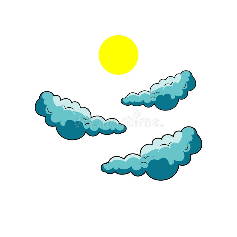 Blue Color Cloud Clip Art Shape Vector Illustration Stock Illustration ...