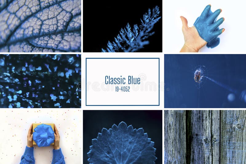 Blue - color 2020. Collage stock image. Image of trend - 165786397