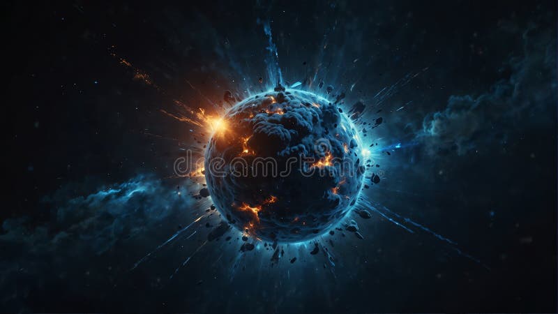 Blue Color Cosmic Energy Explosion on Space Ai Generated Stock ...