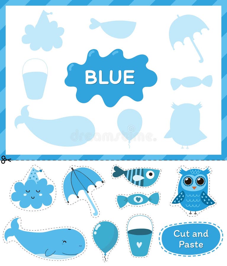 Color the Elements in Blue. Coloring Page for Kids Stock Vector ...